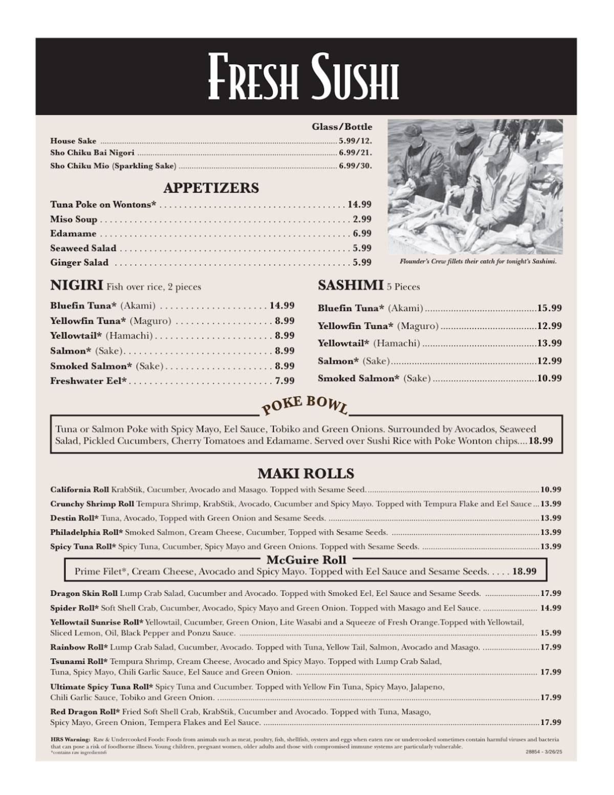 Menu at Flounder's Chowder House pub & bar, Pensacola Beach