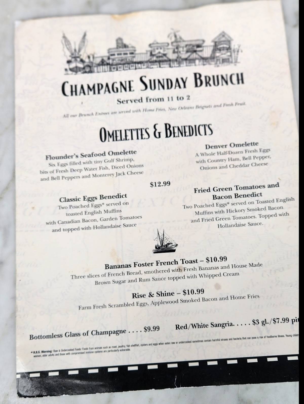 Menu at Flounder's Chowder House pub & bar, Pensacola Beach