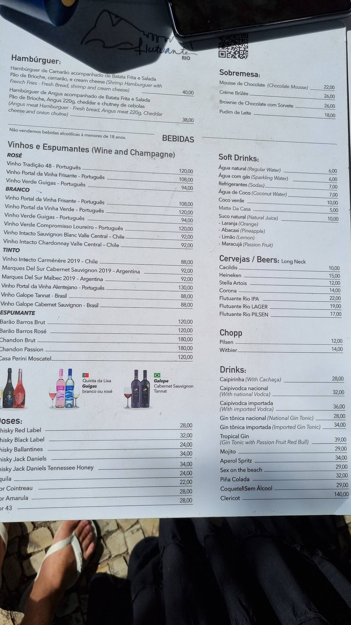 Menu em Flutuante Rio restaurante, Rio de Janeiro