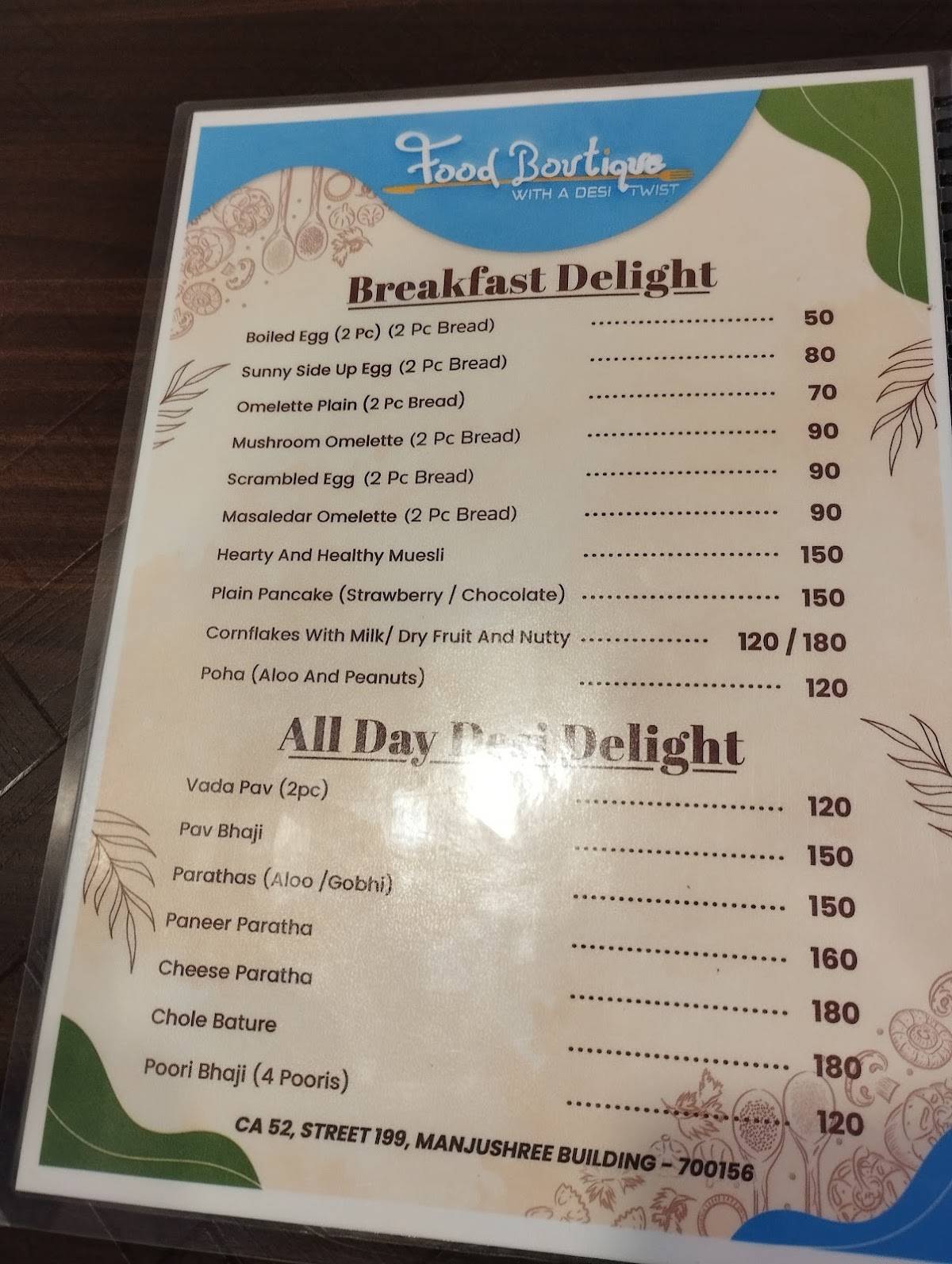 Menu at Food Boutique - Best Restaurant and Cafe in New Town Kolkata ...