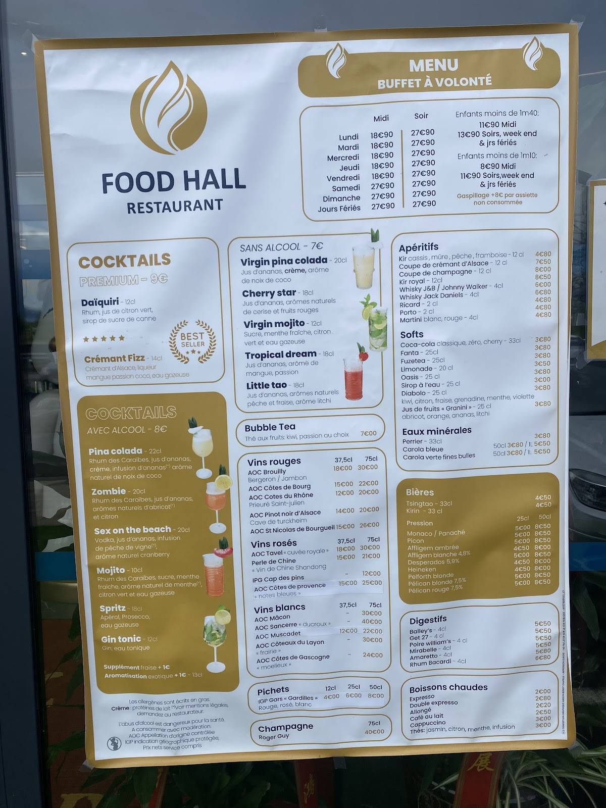 Menu au Food Hall restaurant, Augny