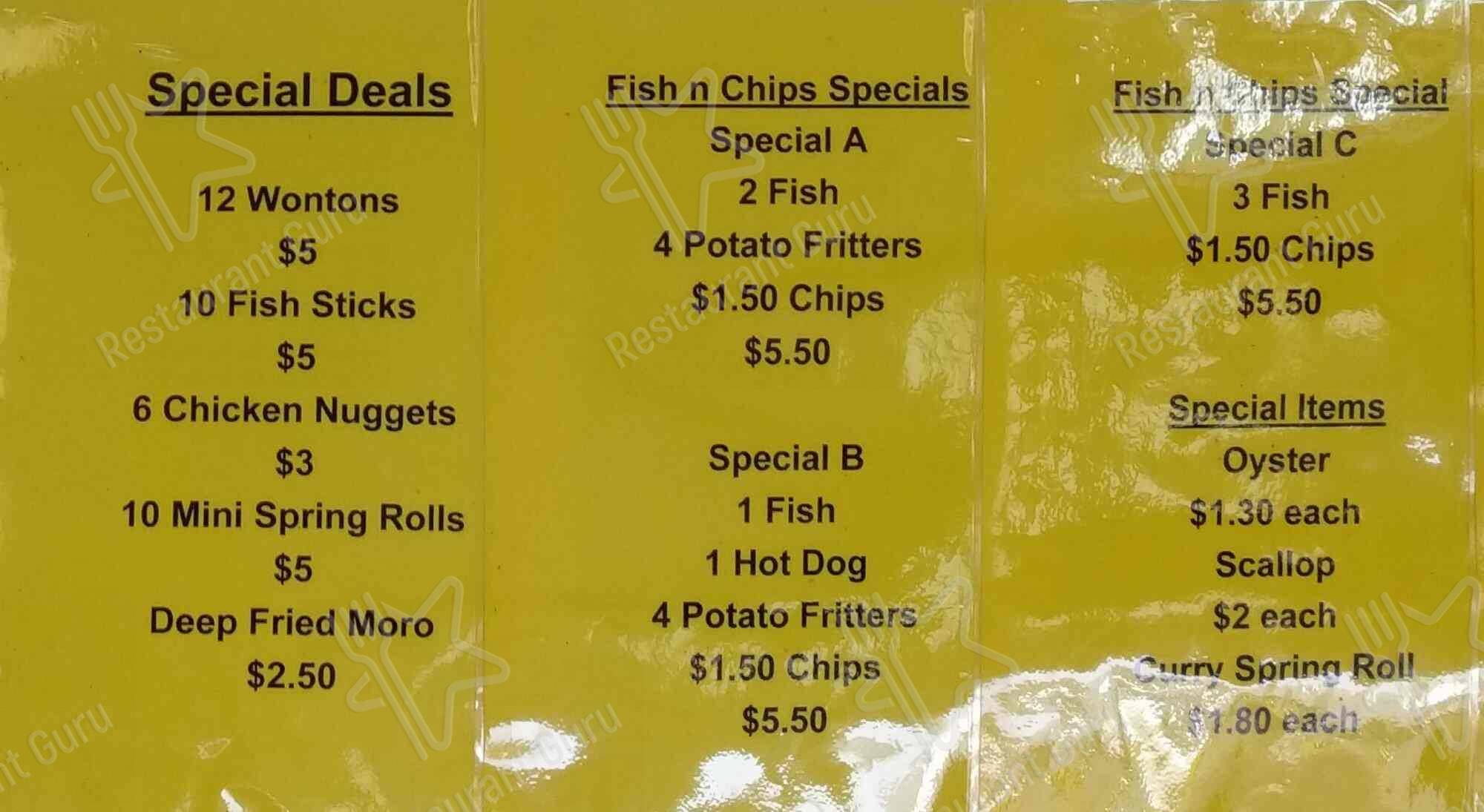 Menu at Food King, Auckland