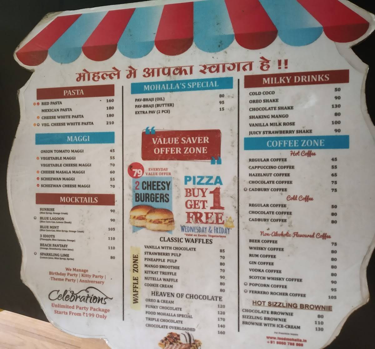 Menu at Food Mohalla, Kosamdi