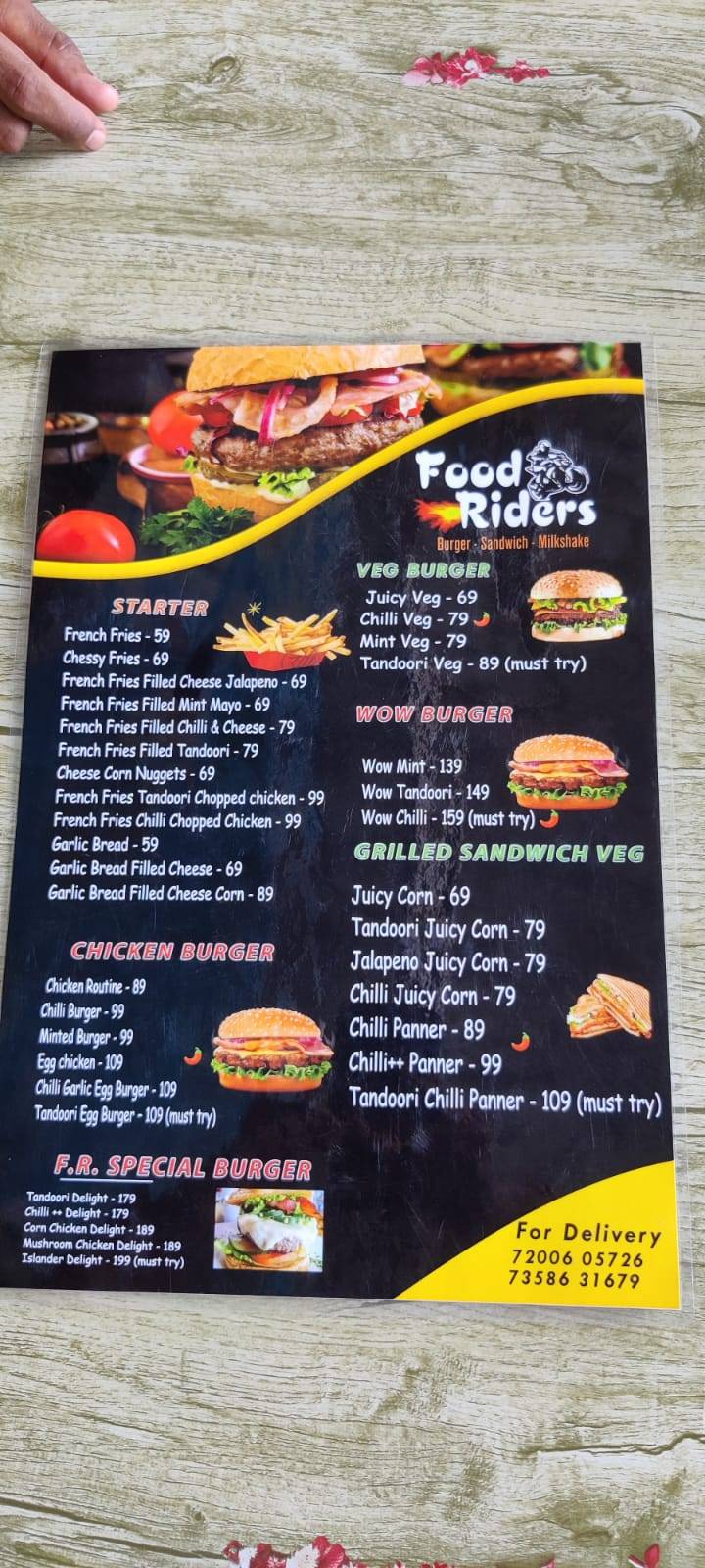Menu at Food Riders, Kanathur