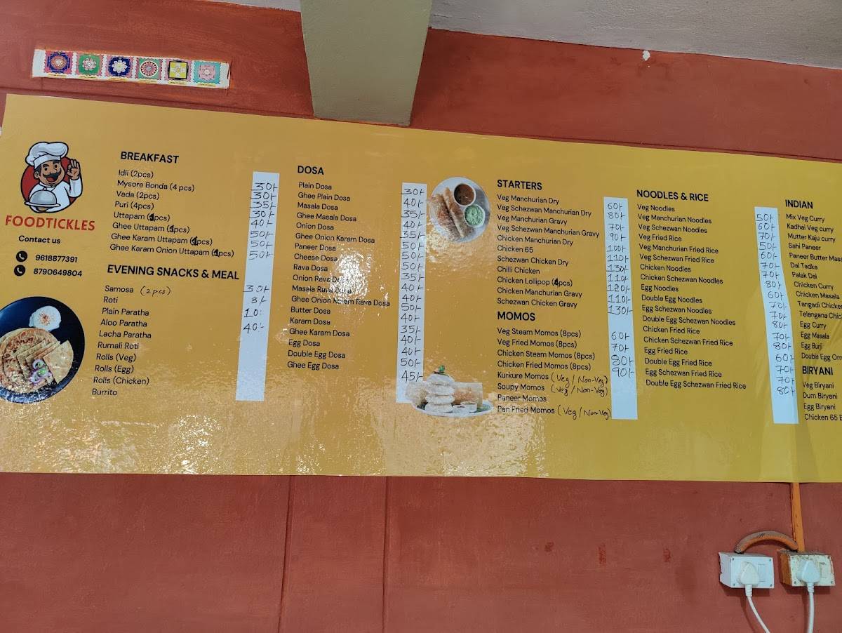 Menu at Food Tickles, Hyderabad