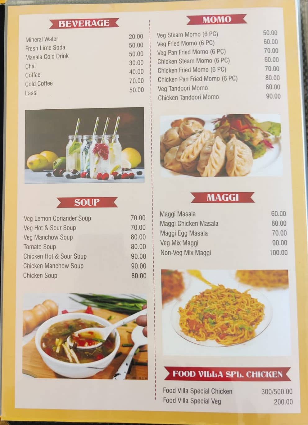 Menu at Food Villa Restaurant, Ranchi