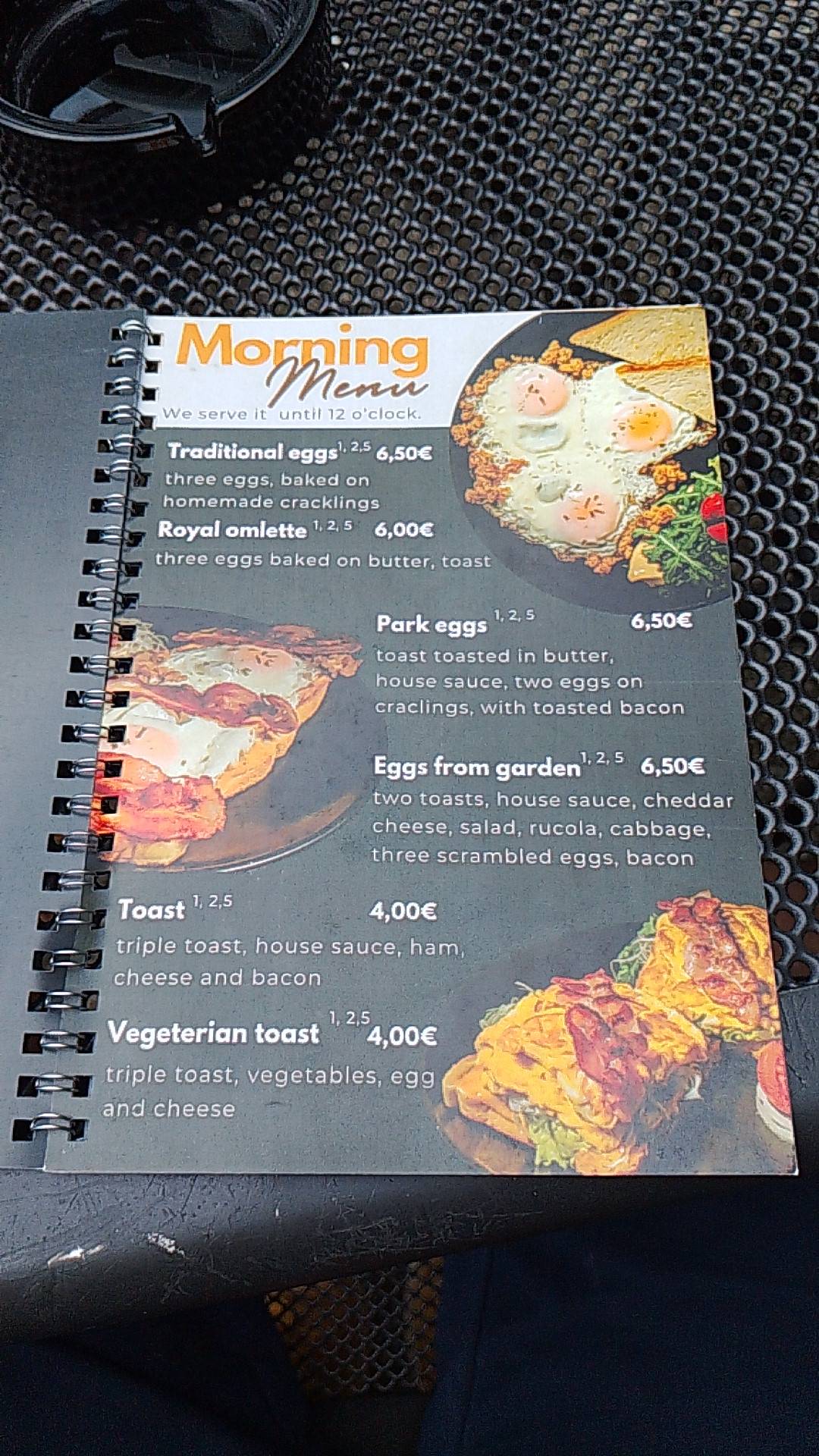 Menu at Food bar Park, Mozirje