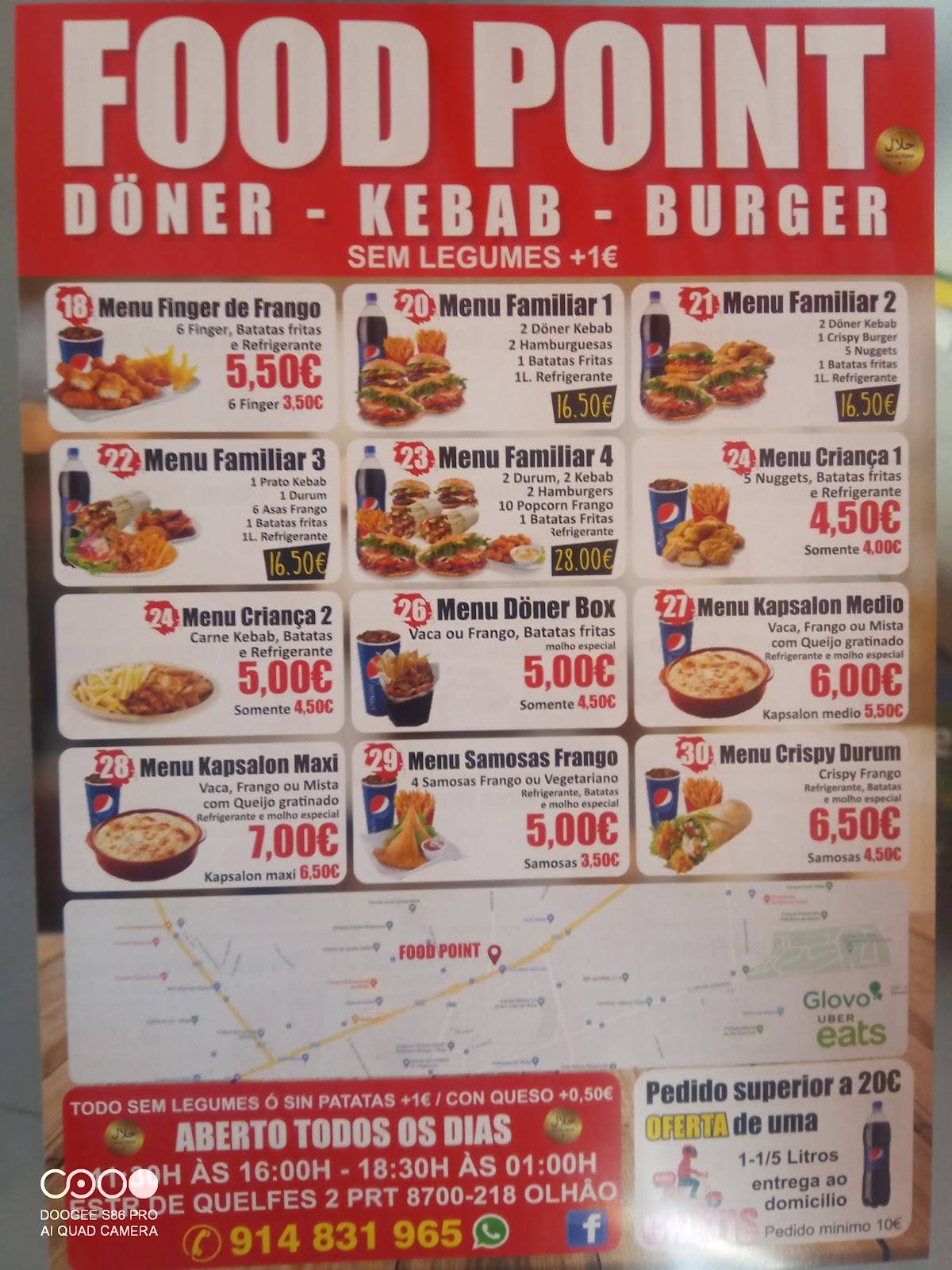 Menu em Food point kebab restaurante, Quelfes