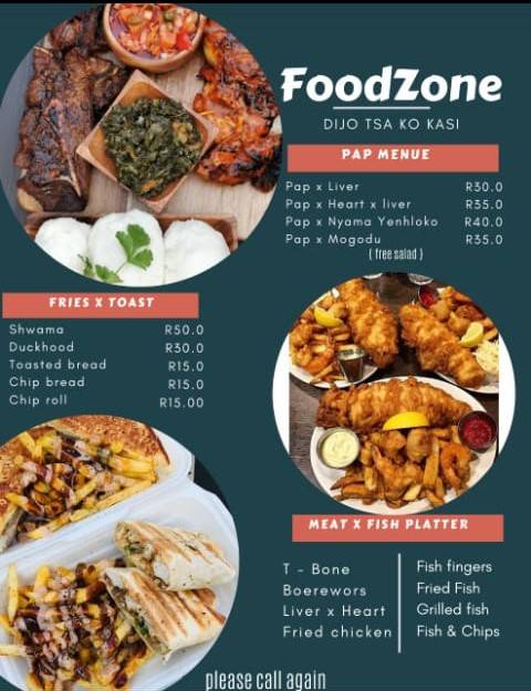 Menu at FoodZone restaurant, Soweto