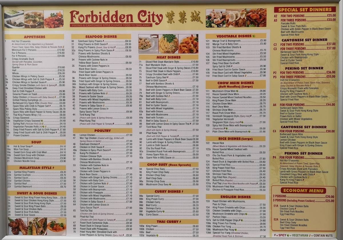 Menu at Forbidden City Chinese Chinese Take Away fast food, Cranleigh