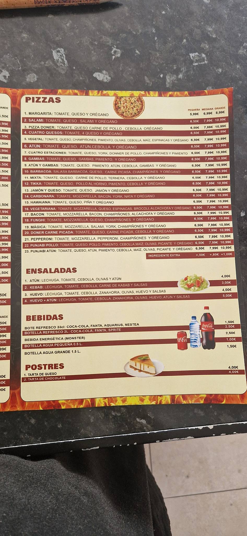 Menu at Forever Doner Kebab Bar Y Pizzeria, Valencia