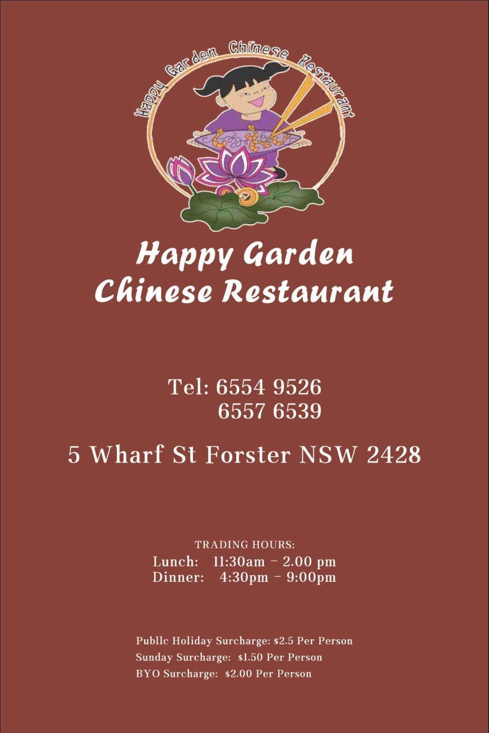 Menu at Happy Garden Chinese Restaurant, Forster
