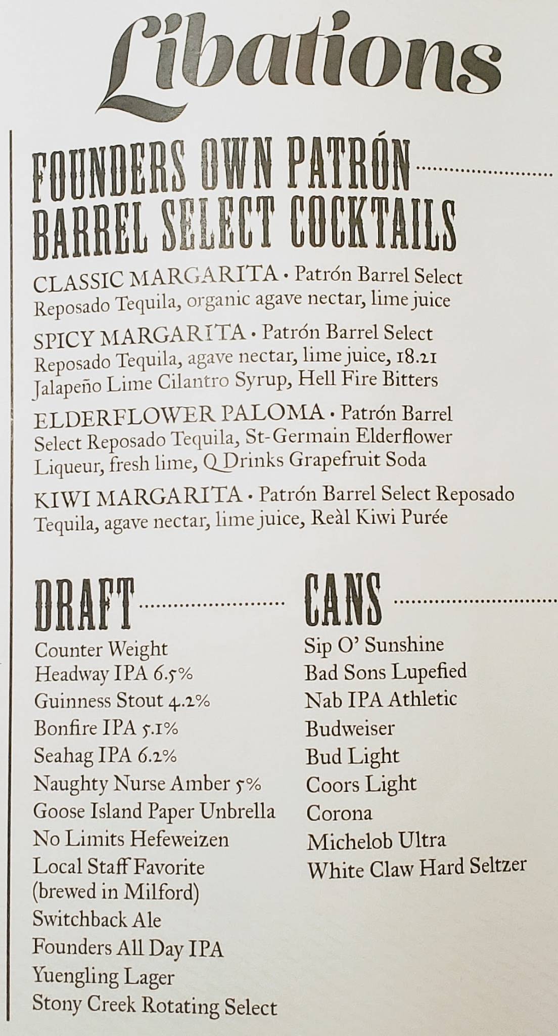 Menu at Founders House Pub & Patio, Milford