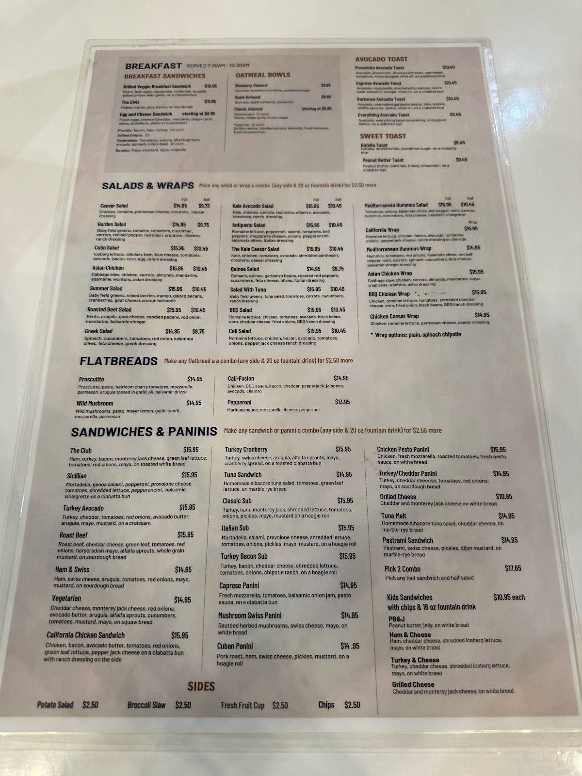 Menu at Four Corners Eatery & Coffee Bar, Redlands, 505 New Jersey St