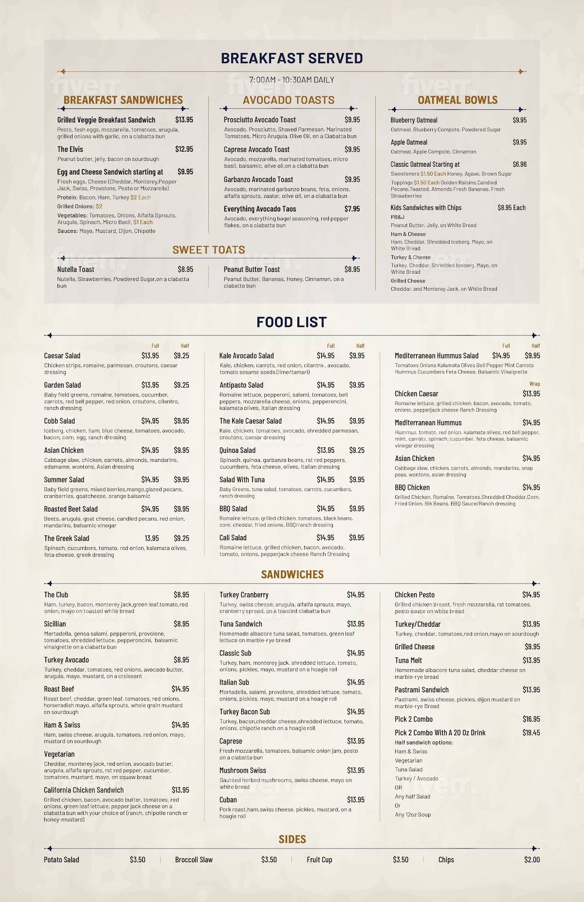 Menu at Four Corners Eatery & Coffee Bar, Redlands, 505 New Jersey St