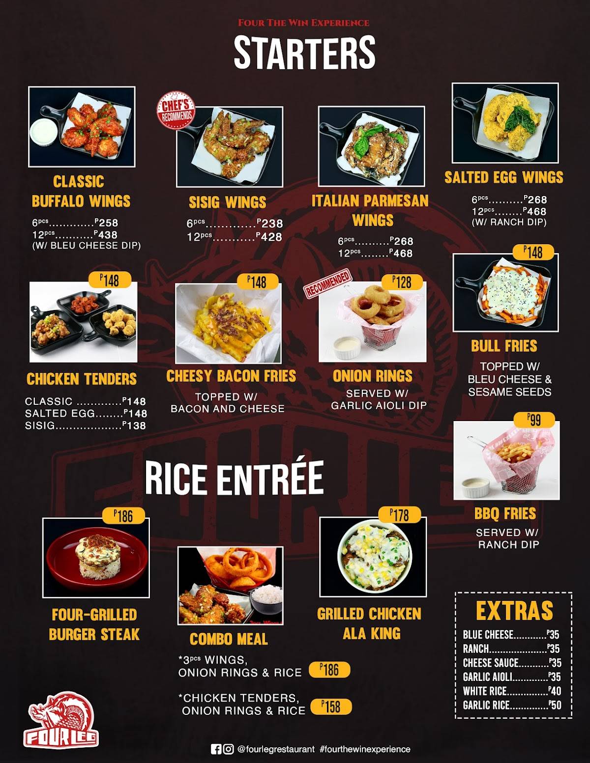 Carta de Four Leg Restaurant, Pasig