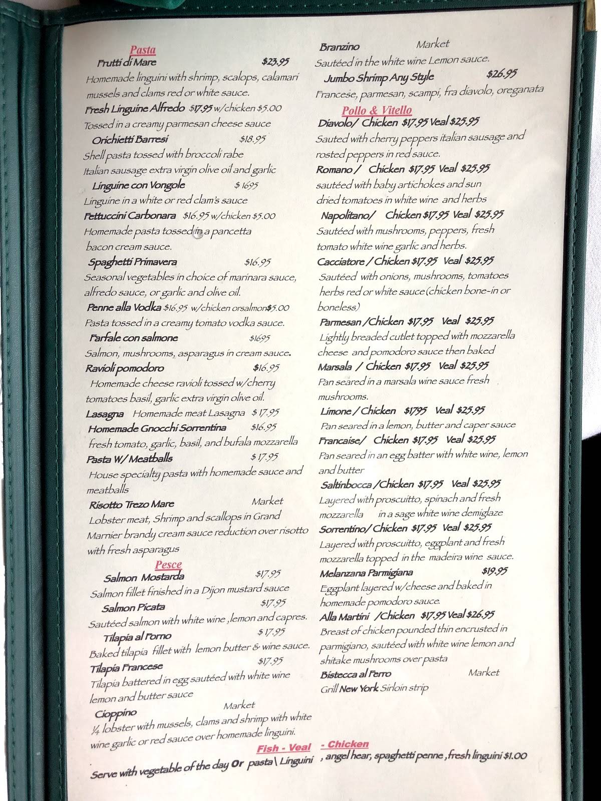 Menu at Four Seasons Trattoria pizzeria, Yarmouth