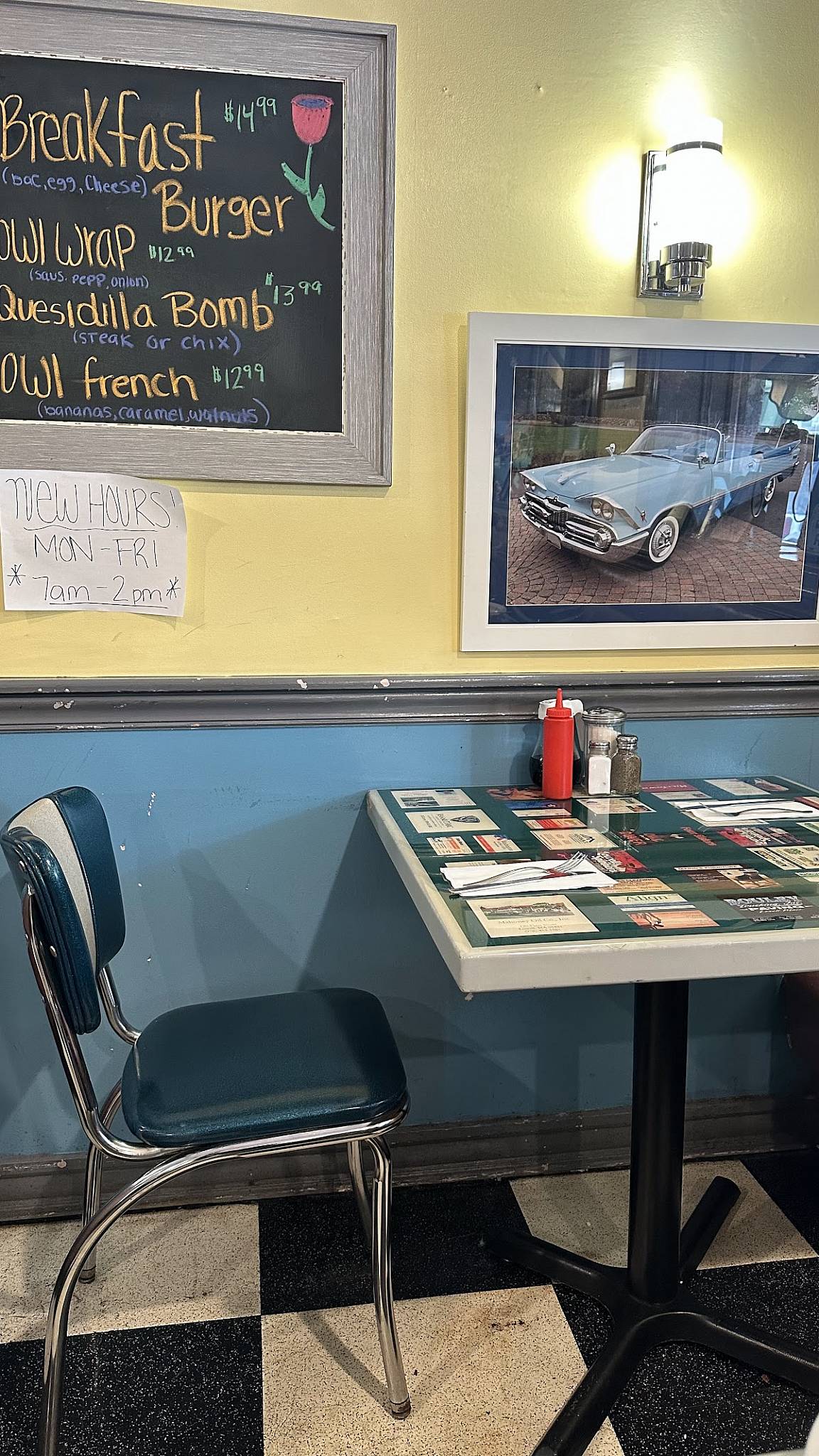 Menu at Four Sisters Owl Diner restaurant, Lowell
