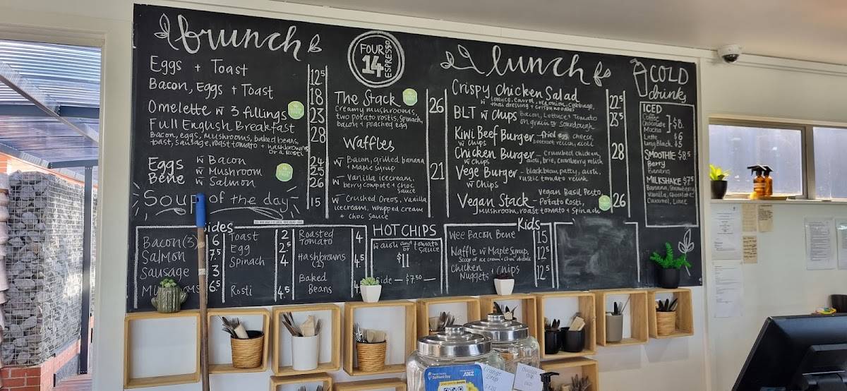 Menu at Four14 Espresso cafe, Tauranga