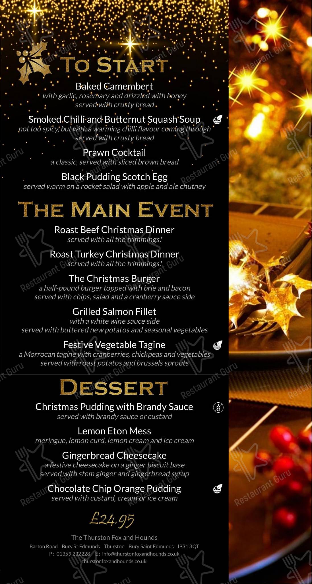 Menu at Fox and Hounds Thurston pub & bar, Thurston