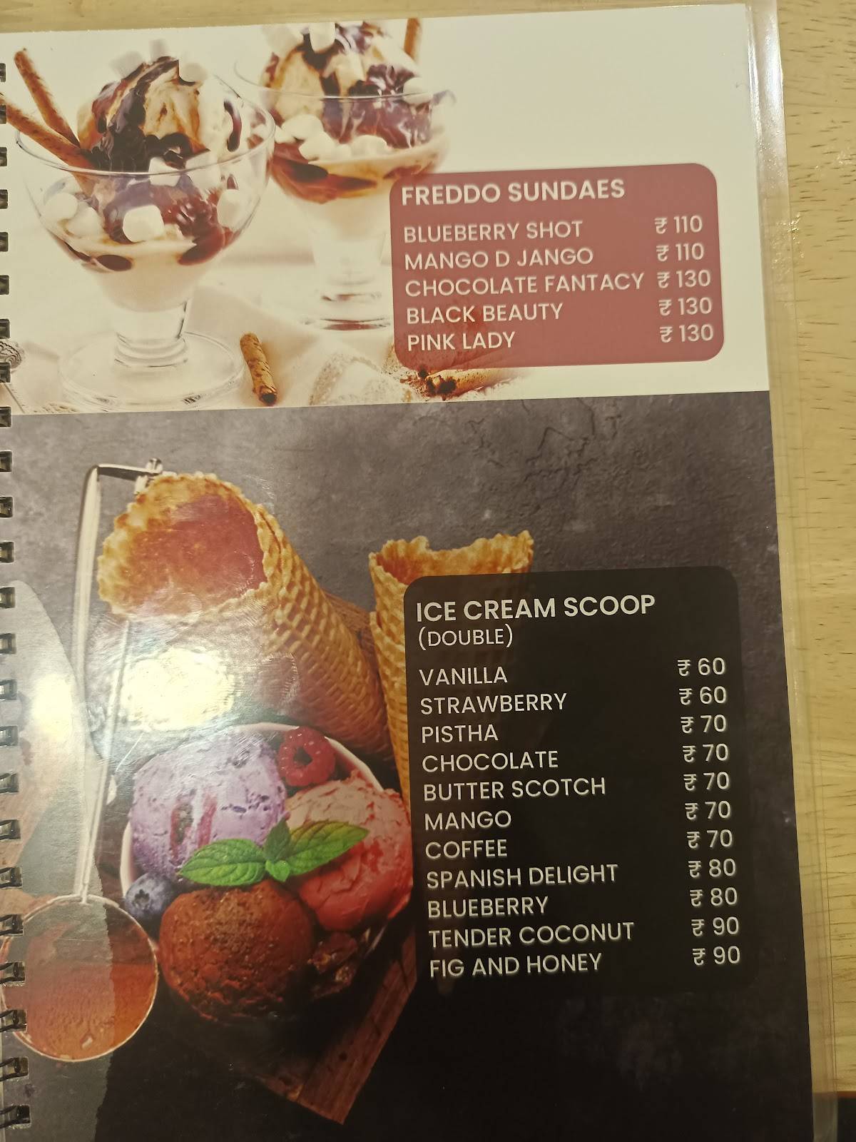 Menu at Freddo Cakes & Cafe, Vengara
