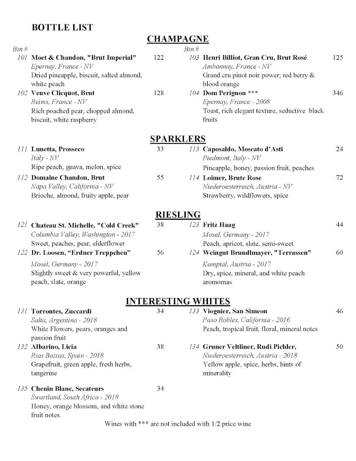Menu at Dutch's Daughter steakhouse, Frederick, 581 Himes Ave
