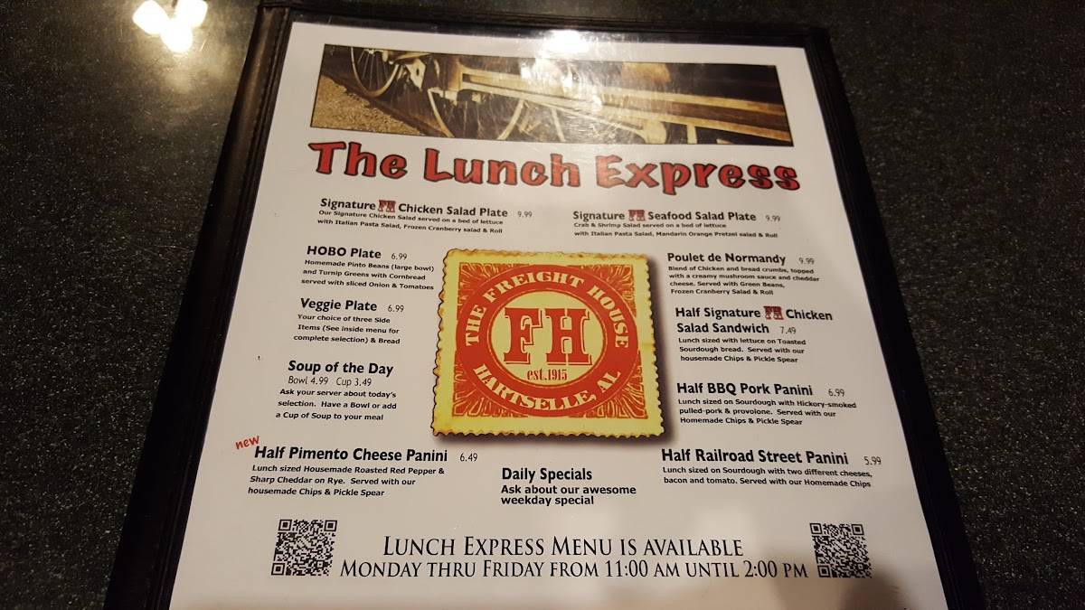 Menu at Freight House Restaurant, Hartselle