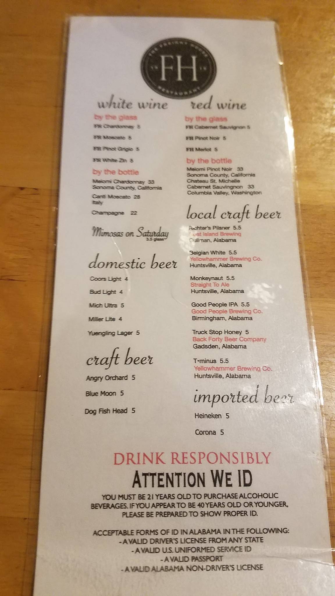 Menu at Freight House Restaurant, Hartselle