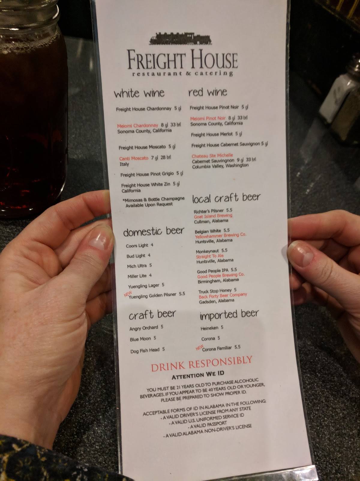 Menu at Freight House Restaurant, Hartselle