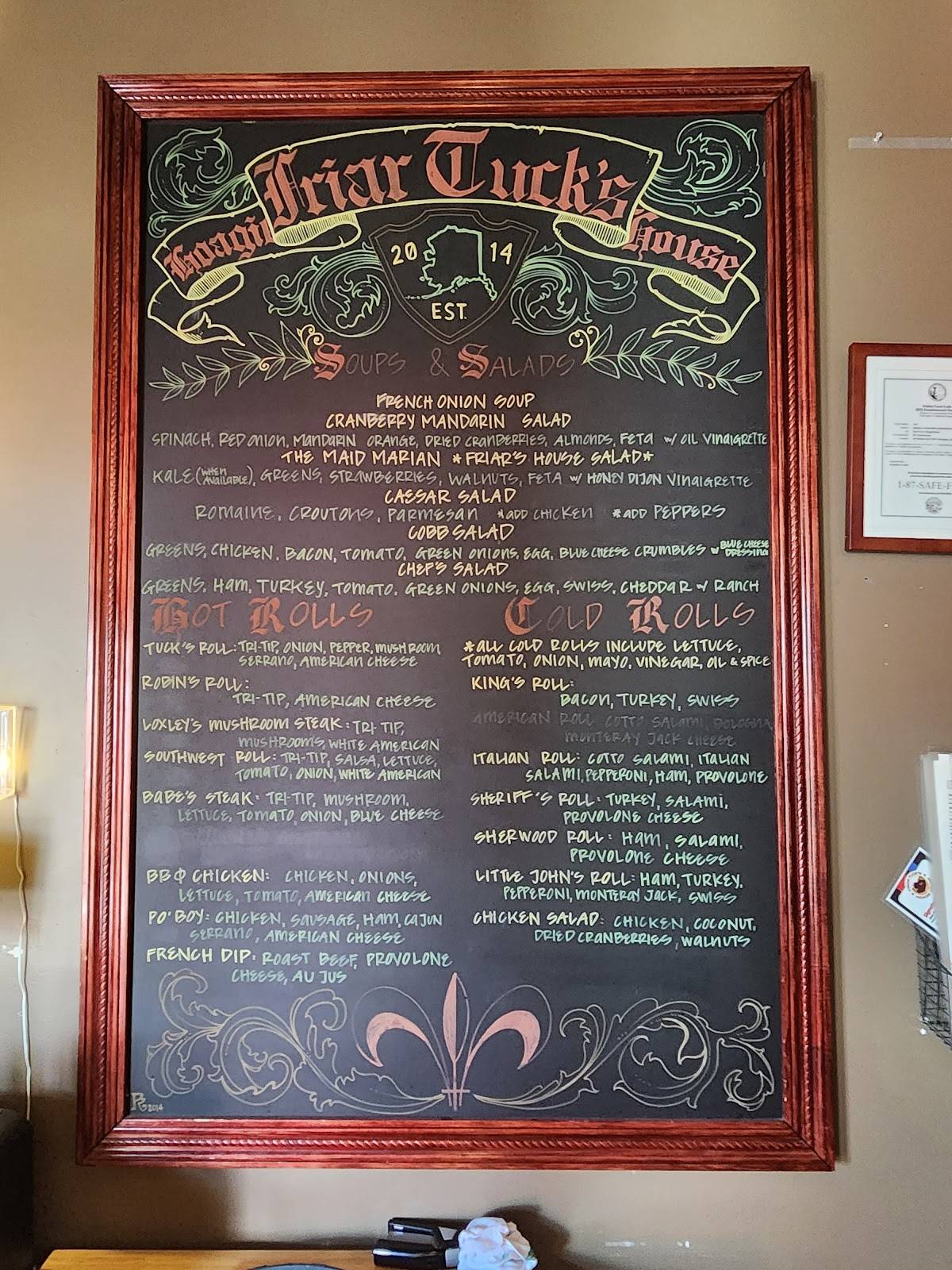 Menu at Friar Tuck's Hoagie House pub & bar, Fairbanks