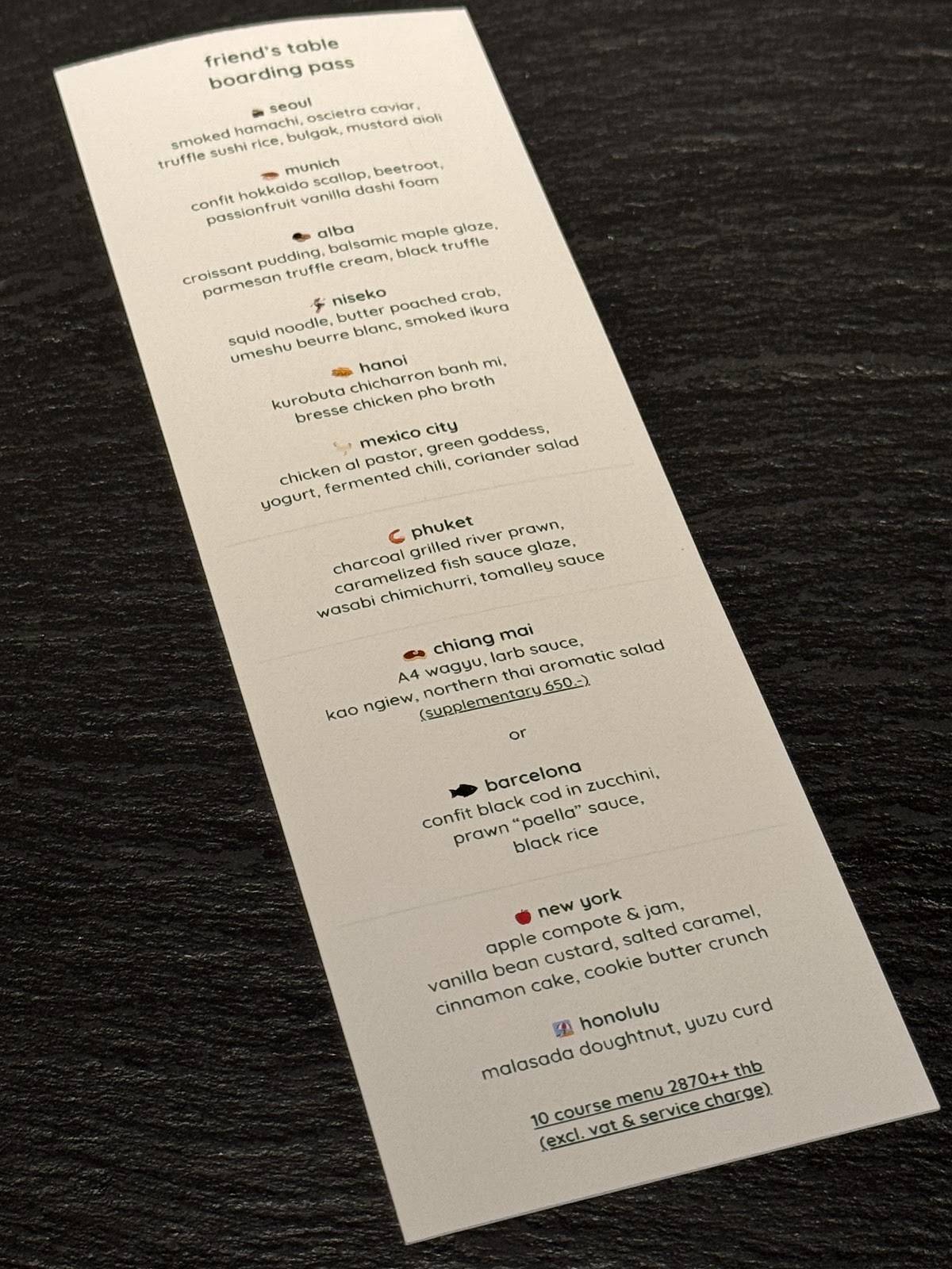 Menu at Friend's Table (reservations required) restaurant, Chiang Mai