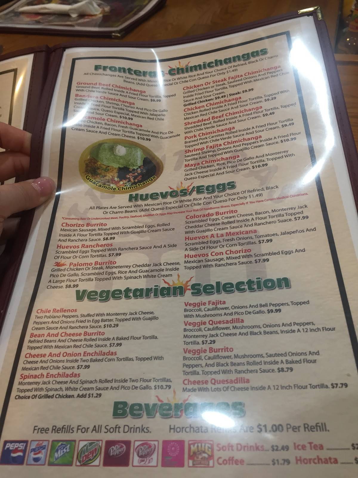 Menu at Fronteras Mexican Restaurant and Cantina, Gardner