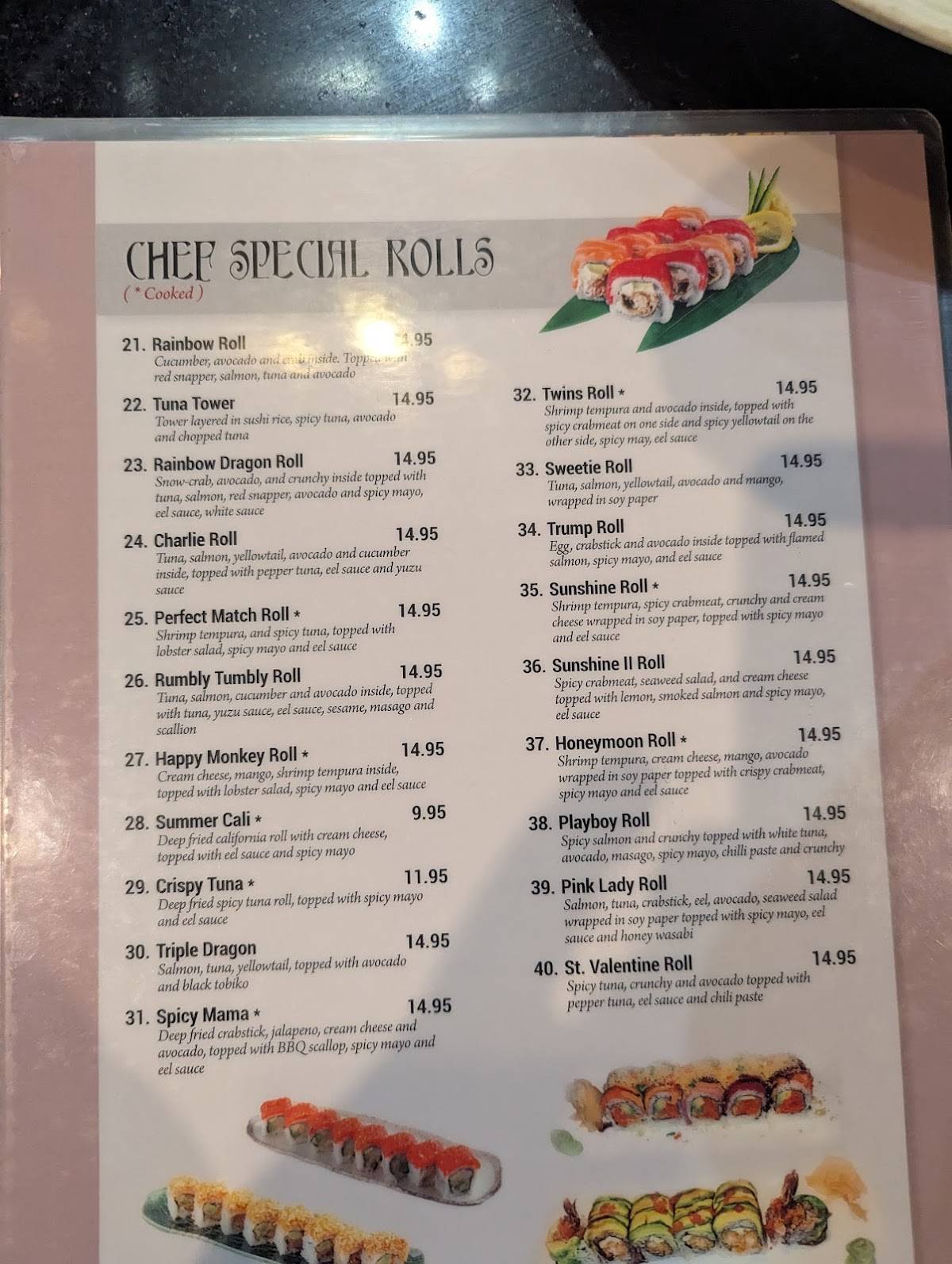 Menu at Fuji Hibachi & Sushi restaurant, Cookeville