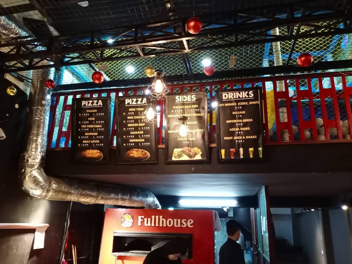 Menu at Full House Pizza restaurant, Hanoi