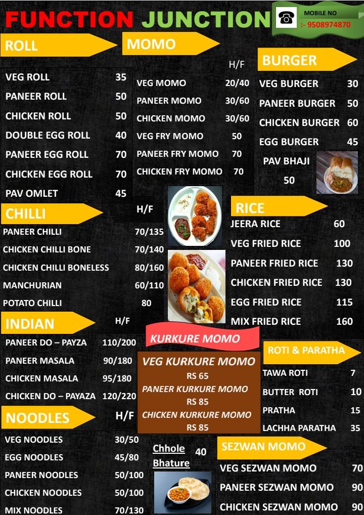 Menu at Function Junction, Samastipur