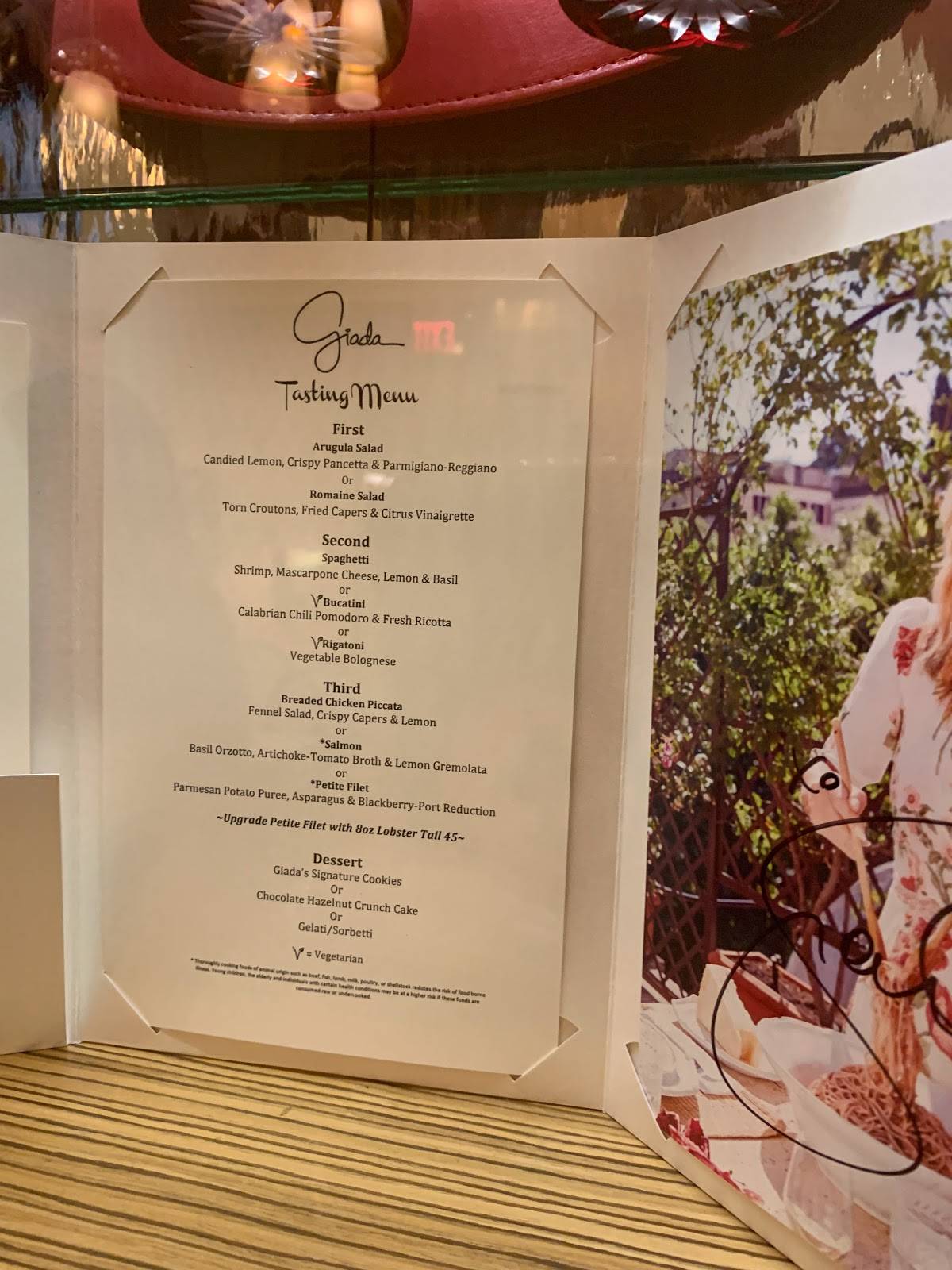 Menu at Giada at The Cromwell restaurant, Las Vegas, Las Vegas Blvd S