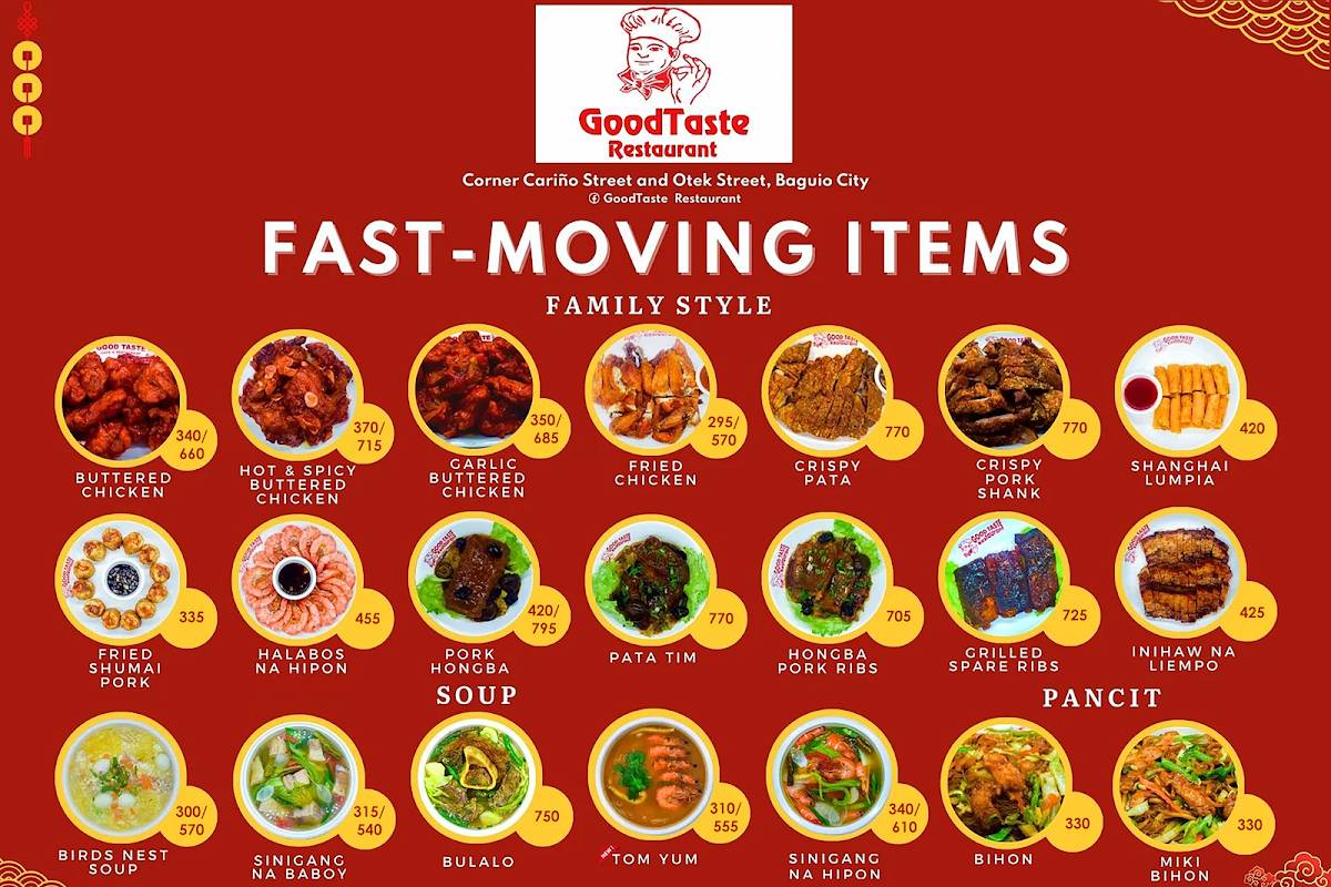 Menu at GOODTASTE RESTAURANT, Baguio, Otek St