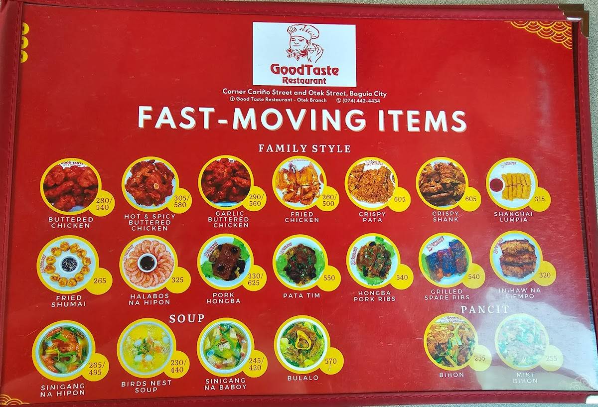 Menu at GOODTASTE RESTAURANT, Baguio, Otek St