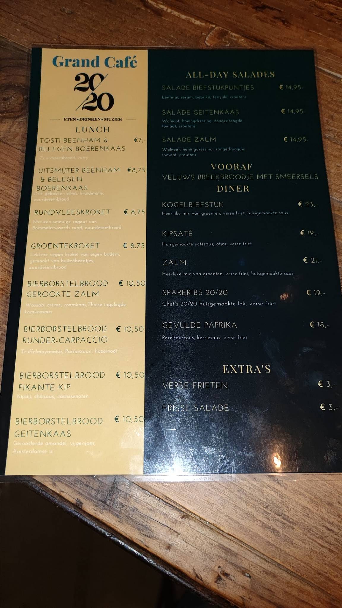Menu at GRAND CAFÉ 20/20, Nunspeet