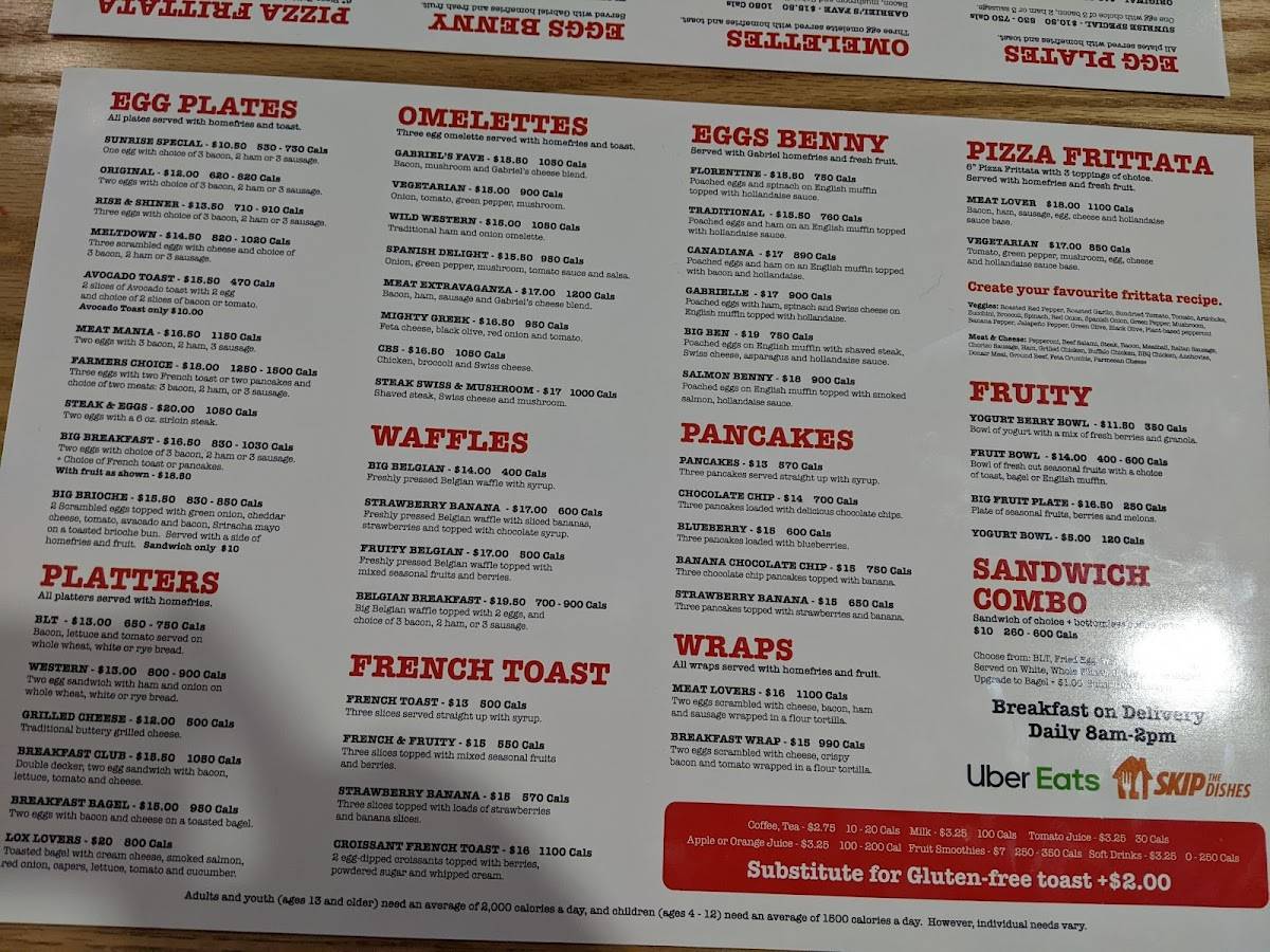 Menu at Gabriel Pizza pizzeria, Ottawa, 2446 Bank St