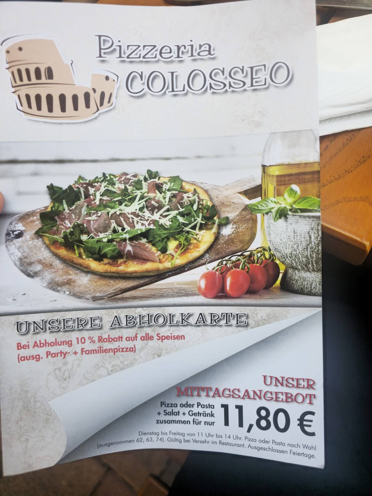Speisekarte von Pizzeria Colosseo, Gaimersheim, Martin-Luther-Straße 2