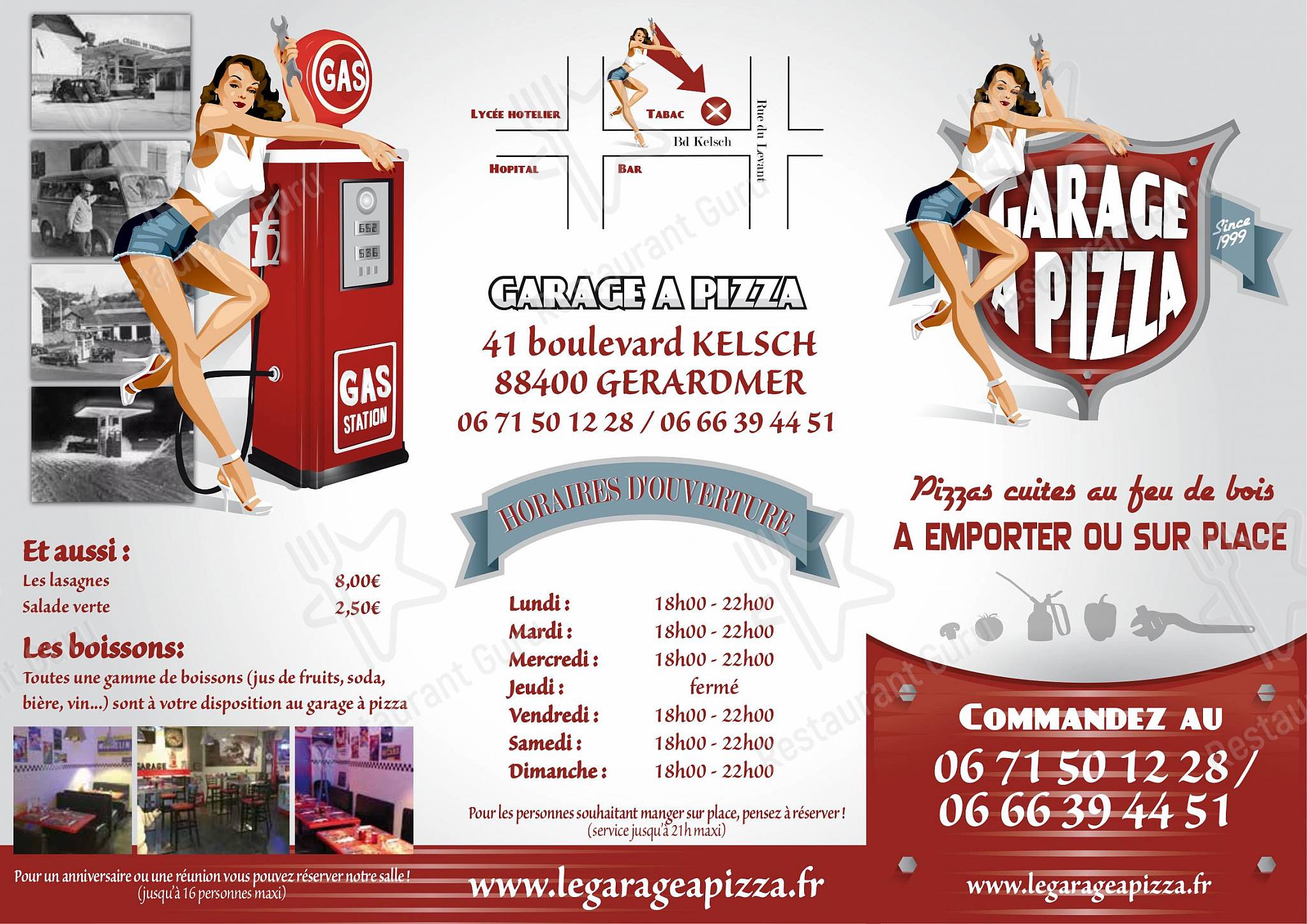 Menu au Le Garage a Pizza pizzeria, Gérardmer