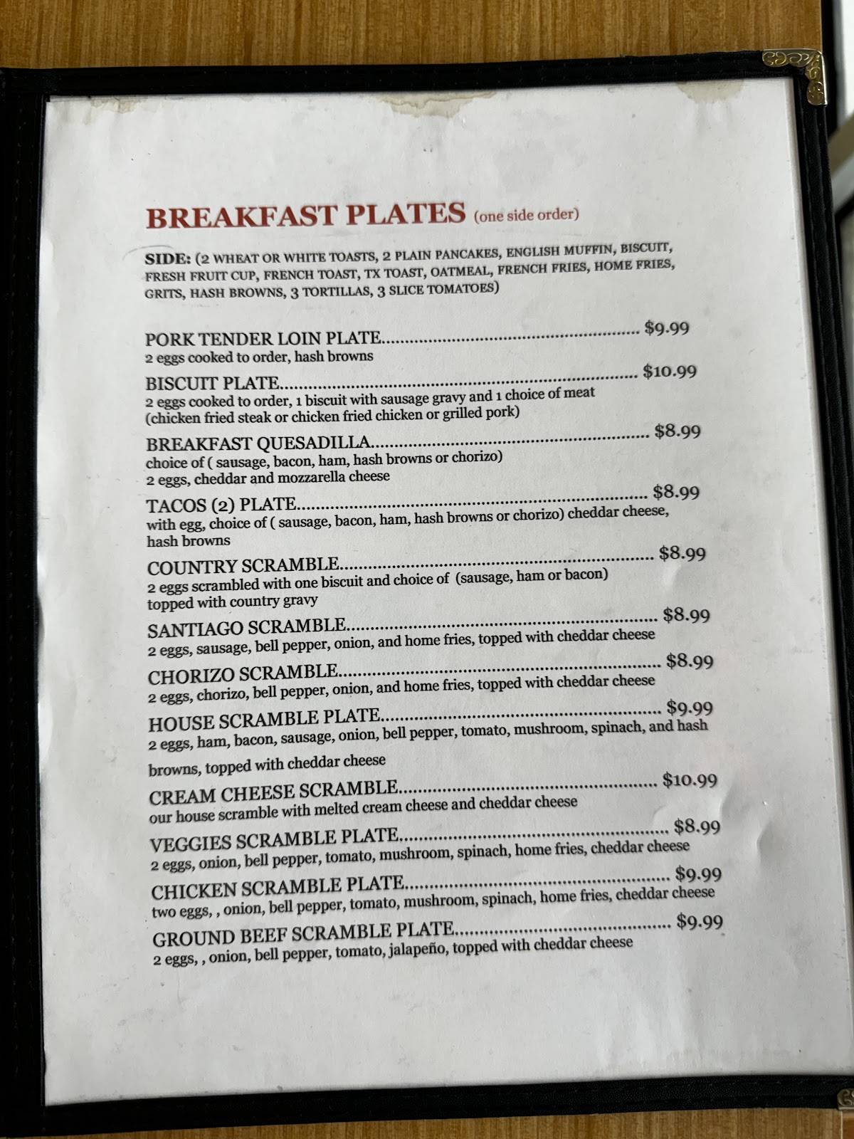 Menu at Garland Cafe Buckingham Road, Garland, W Buckingham Rd # 240