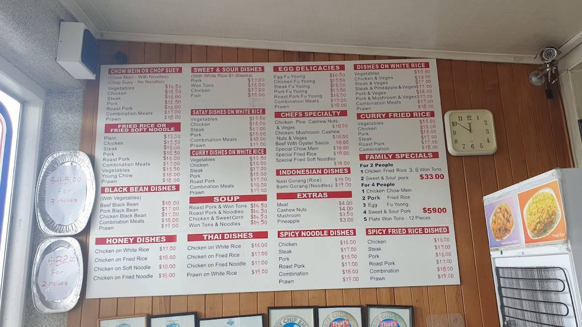 Menu at Garrison Takeaways restaurant, Auckland