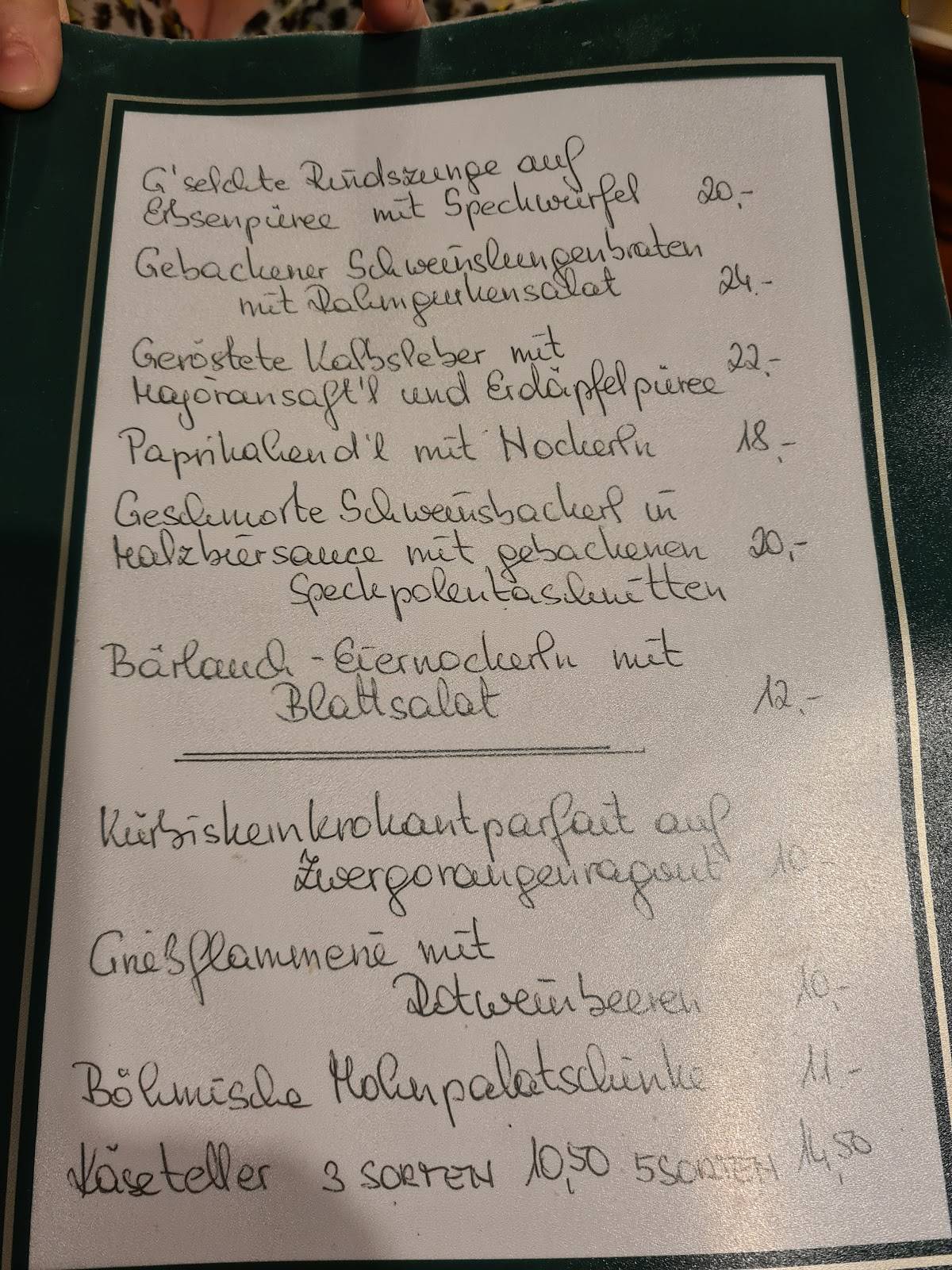 Speisekarte von Gasthaus Grünauer restaurant, Wien