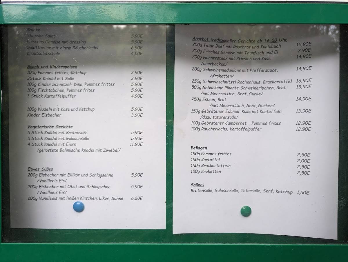 Menu at Gasthaus Rechenhaus restaurant, Zschorlau