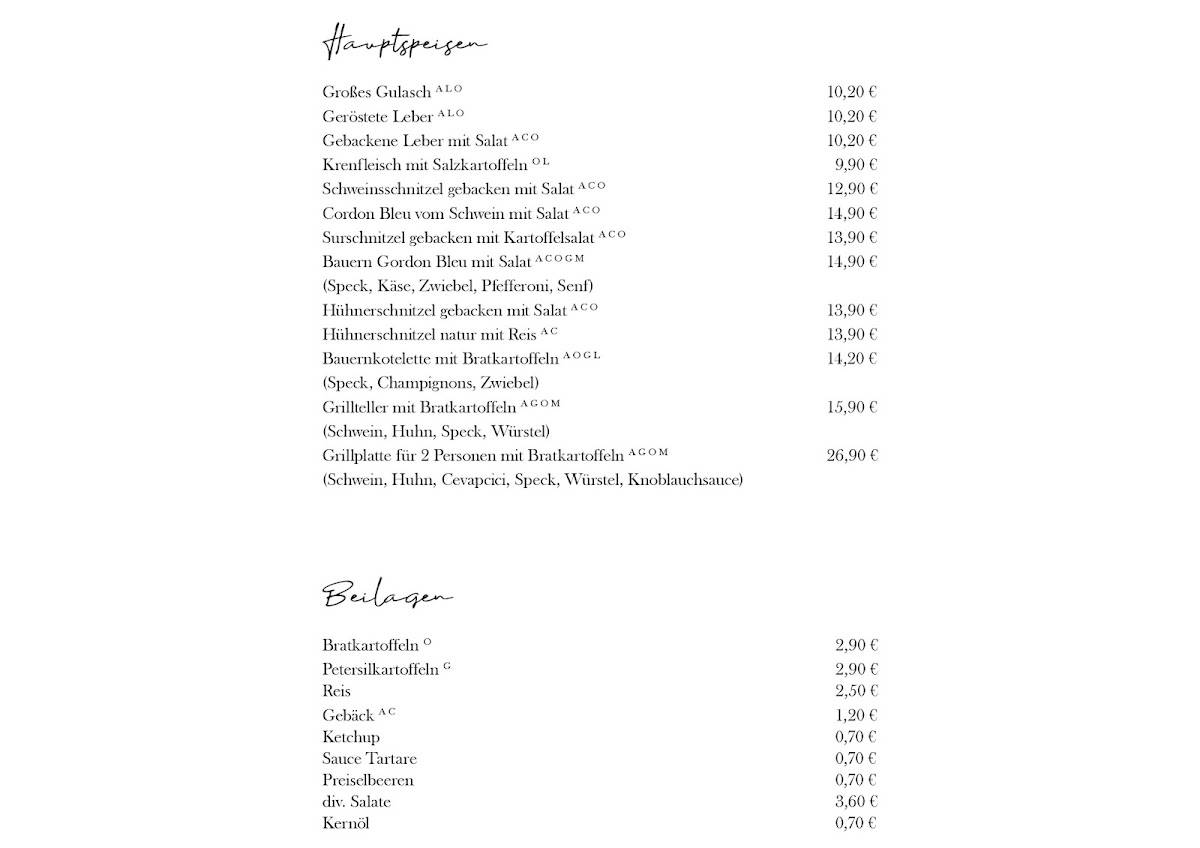 Speisekarte von Gasthaus Zur Edith restaurant, Wien