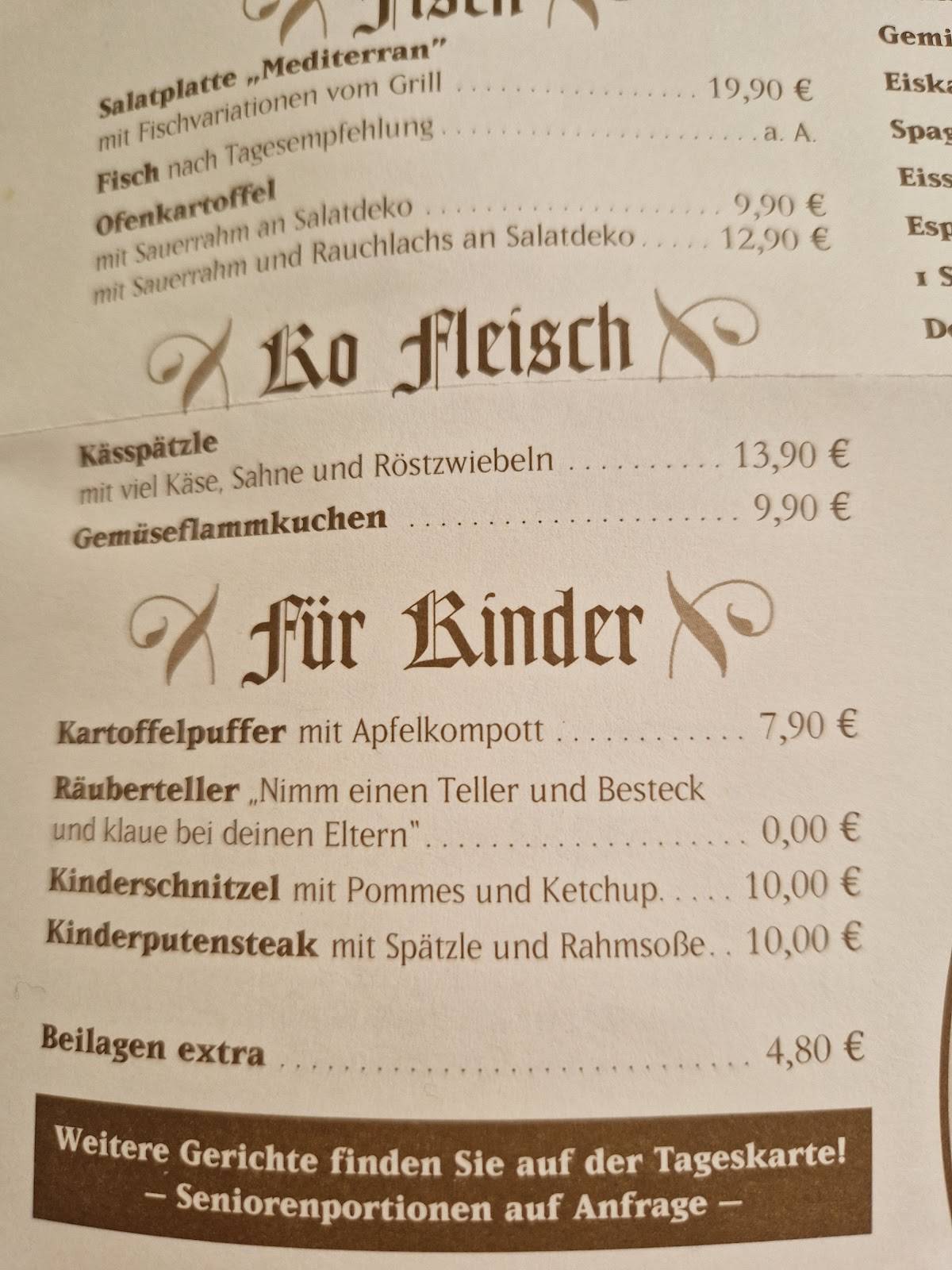 Speisekarte von Landgasthof s'Krügle restaurant, Flein