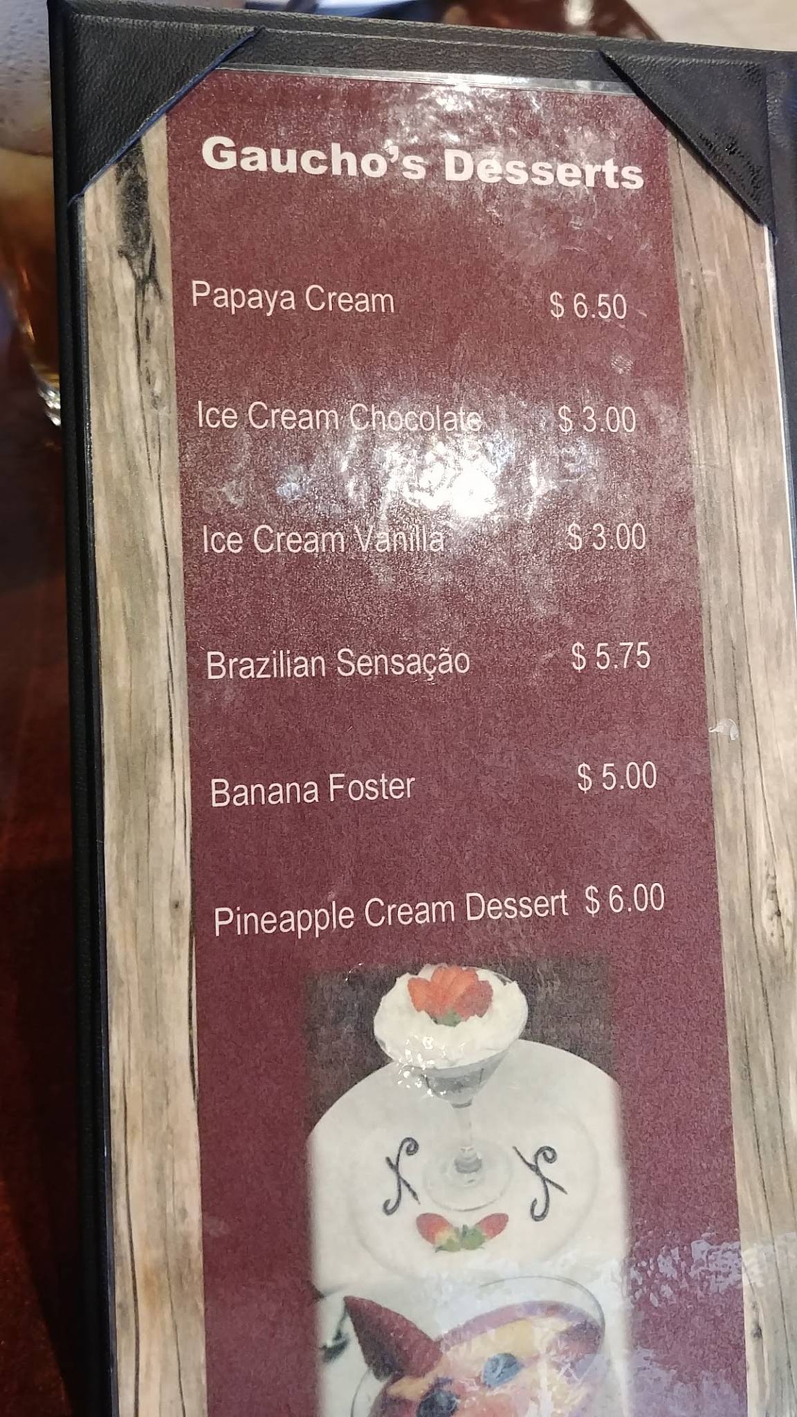 Menu at Gauchos Brazilian Steakhouse, Indianapolis, Lake Plaza Dr