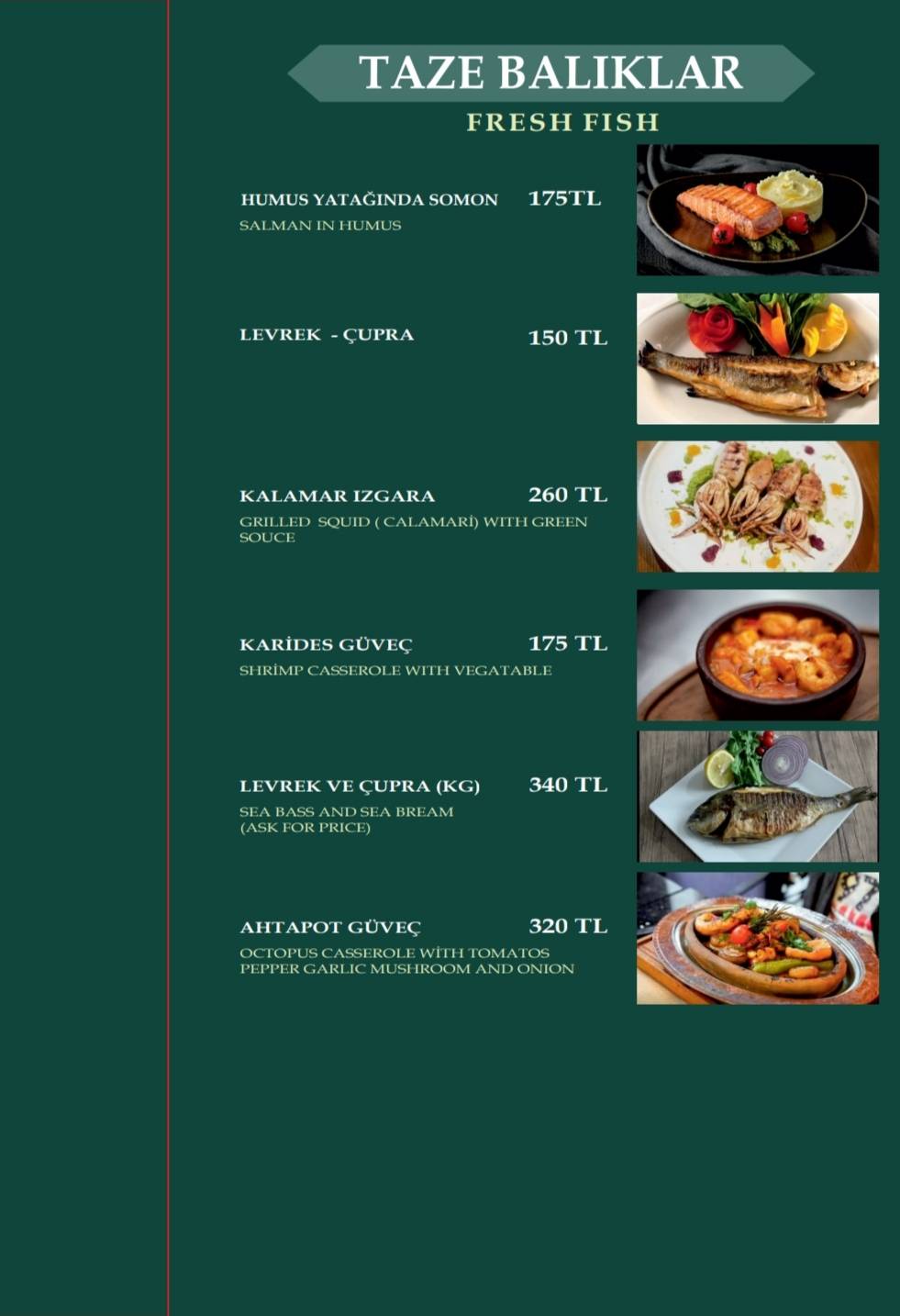 Меню Gazelle Lounge Restaurant, Стамбул